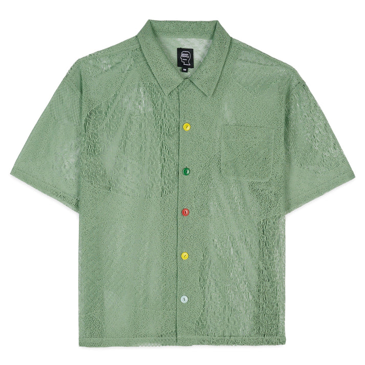 ENGINEERED MESH SHORT SLEEVE BUTTON UP GREEN | Bodega