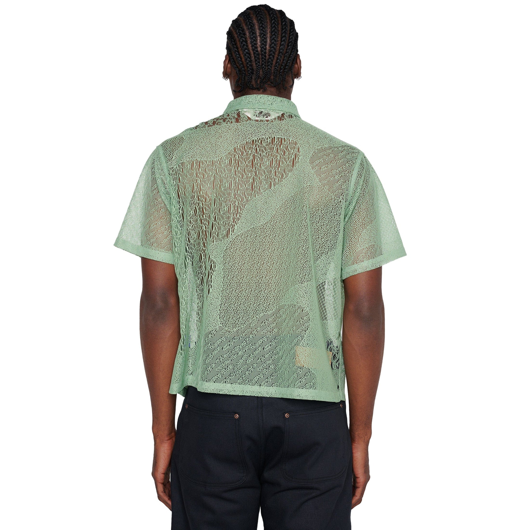 ENGINEERED MESH SHORT SLEEVE BUTTON UP GREEN | Bodega