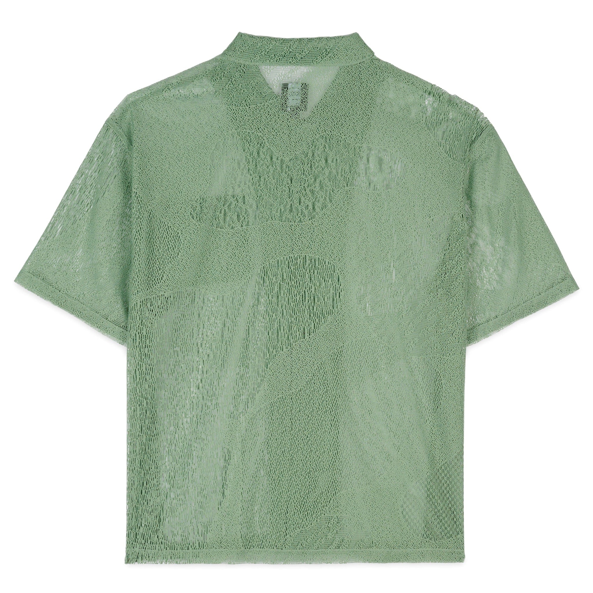 ENGINEERED MESH SHORT SLEEVE BUTTON UP GREEN | Bodega