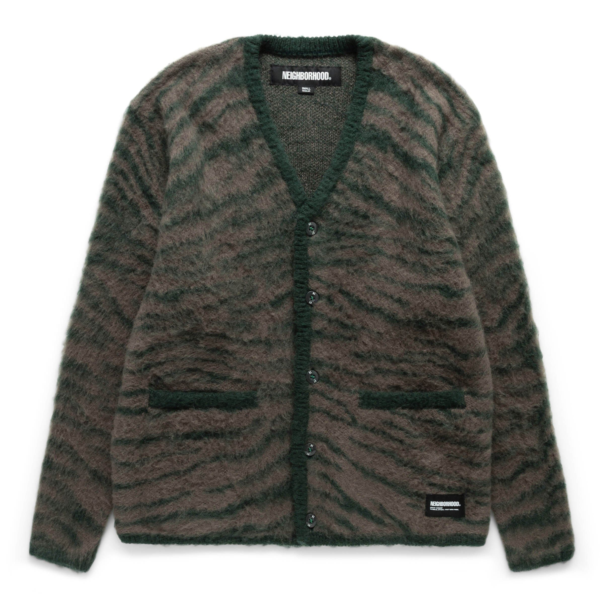 TIGER PATTERN MOHAIR CARDIGAN GREEN | Bodega