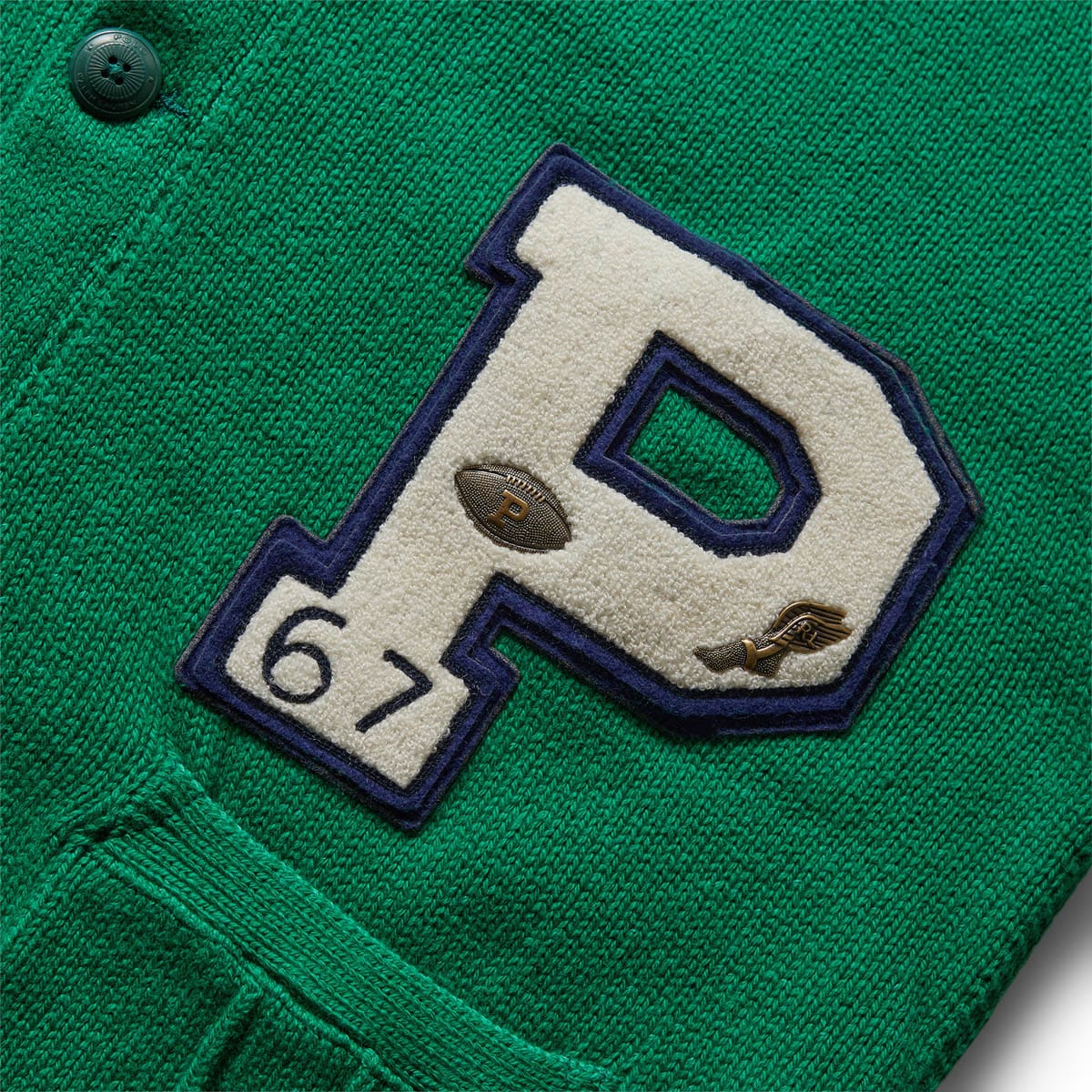 ORIGINAL LABEL LETTERMAN "P" CARDIGAN NEW FOREST MULTI | Bodega